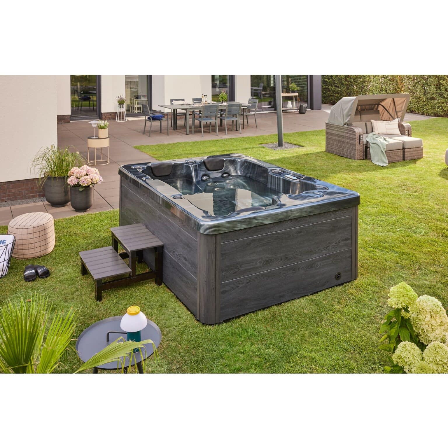 HOME DELUXE Outdoor Whirlpool BLACK MARBLE - Mit Treppe und ...